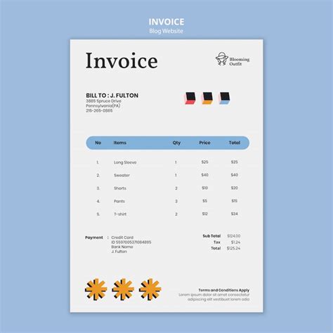 Premium Psd Fashion Blog Invoice Template