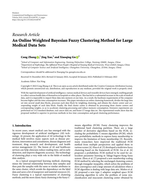 Pdf An Online Weighted Bayesian Fuzzy Clustering Method For Large Medical Data Sets
