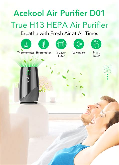 Acekool Air Purifier D01 Portable True H13 Hepa Filter Air Purifier Acekool