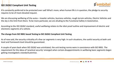 Iso 26262 Unit Testing Functional Safety In Automotive Pptx