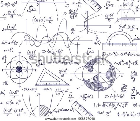 Hand Drawn Mathematical Vector Seamless Pattern Stock Vector Royalty Free Shutterstock