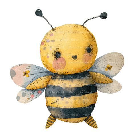 14 Patchwork Bee Clipart Digital Download Printable Watercolor Clipart Paper Crafts Quilted