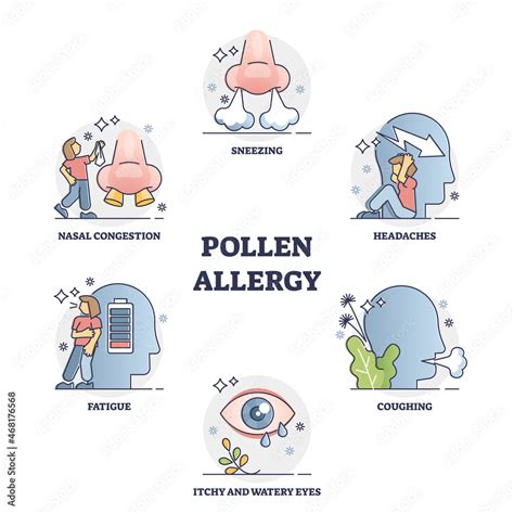 Pollen Allergy Symptoms Collection From Molds And Spores Outline