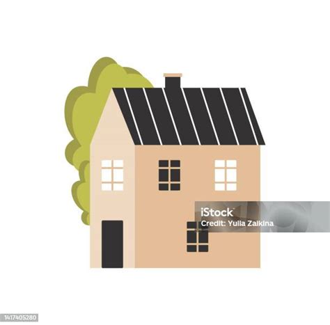 흰색 배경에 작은 아늑한 집 도시 건축의 외관 미니멀리즘 스타일의 주거용 건물의 외관 간단한 플랫 벡터 일러스트레이션 0명에 대한 스톡 벡터 아트 및 기타 이미지 Istock