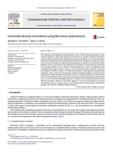 Pdf Unimodal Density Estimation Using Bernstein Polynomials Sujit Ghosh