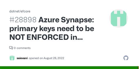 Azure Synapse Primary Keys Need To Be Not Enforced In Migrations