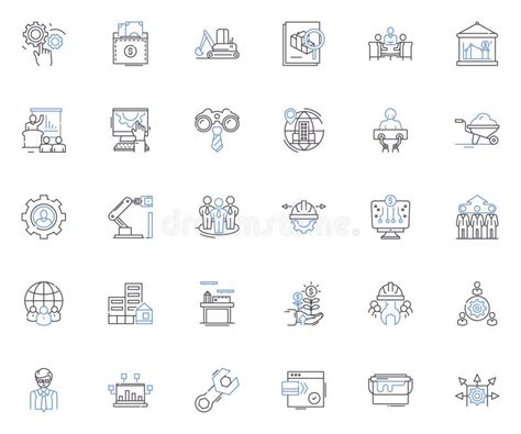 Manufacturing Plant Line Icons Collection Production Assembly Quality Safety Efficiency