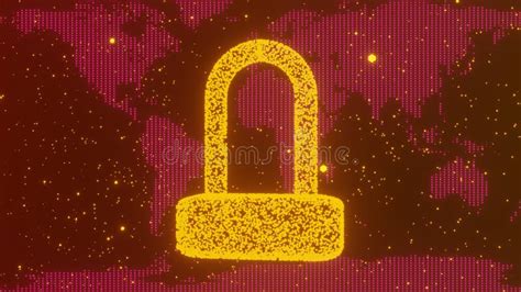 Global Internet Security Cyber Security Concept In Magenta Color 3d Render Stock Illustration