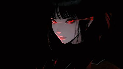 暗黑风少女 红色眼睛 4k动漫壁纸 3840x2160 壁纸高清