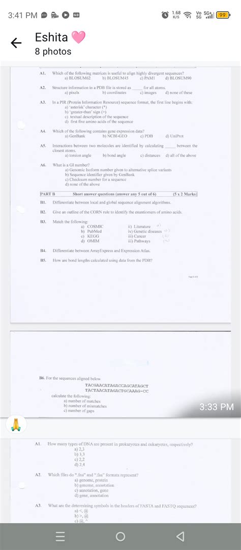 Part A Multiple Choice Questions A1 Which Of The Following Matrices Is