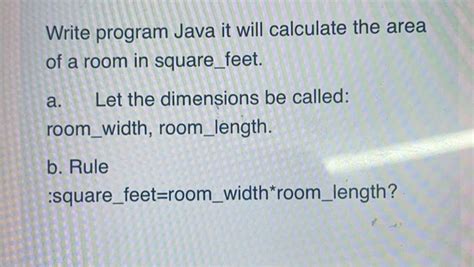 solved write program java it will calculate the area of a