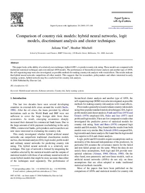 Pdf Comparison Of Country Risk Models Hybrid Neural Networks Logit