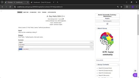 Assiut University Training Newcomers Sheet 1 Problem A Say Hello With Python Youtube
