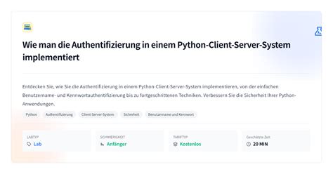 Python Authentifizierung Client Server Systeme Sicher Implementieren Labex