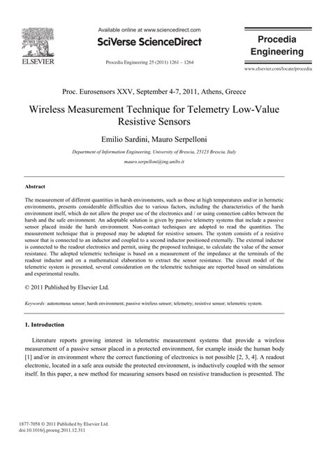 Pdf Wireless Measurement Technique For Telemetry Low Value Resistive Sensors