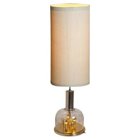 Hand Blown Bubble Glass And Brass Table Lamp By Doria Leuchten 1970
