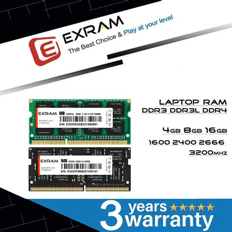 Exram Ddr4 Ddr3l Ddr3 4 8 16gb 1600 2400 2666 3200mhz Pc3l 12800 Pc4 19200 21300 25600 1 35 1 5