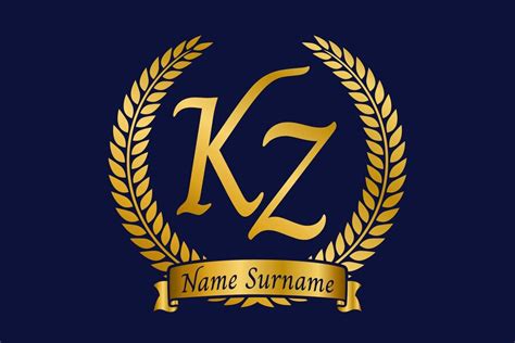 Premium Vector Initial Letter K And Z Kz Monogram Logo Design With Laurel Wreath Luxury Golden