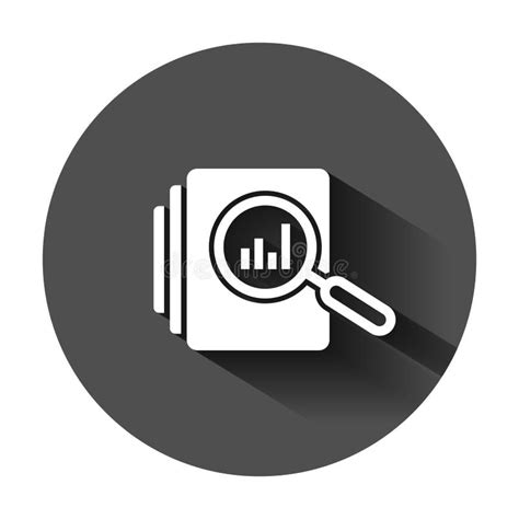 Audit Document Icon In Flat Style Result Report Vector Illustration On Black Round Background