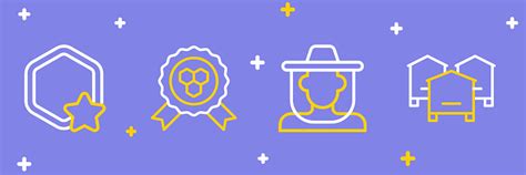 꿀벌을 위한 라인 하이브 보호 모자가 있는 양봉가 꿀 상 및 벌집 아이콘을 설정합니다 벡터 개념에 대한 스톡 벡터 아트 및 기타 이미지 Istock