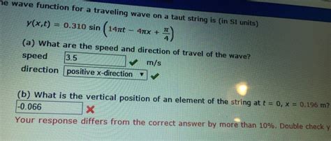 Solved Wave Function For A Travelling Wave On A Taut String Chegg