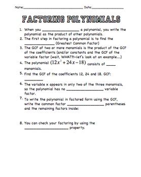 Factoring Polynomials Notes By To The Square Inch Kate Bing Coners