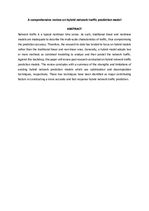 Pdf A Comprehensive Review On Hybrid Network Traffic Prediction Model