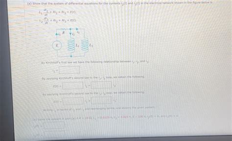 Solved Show That The System Of Differential Equations For
