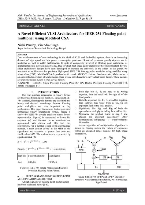 A Novel Efficient Vlsi Architecture For Ieee 754 Floating Point Multiplier Using Modified Csa Pdf