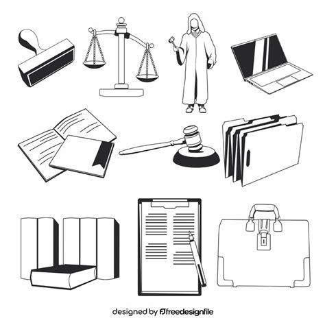 Lawyer Icons Set Black And White Vector Free Download