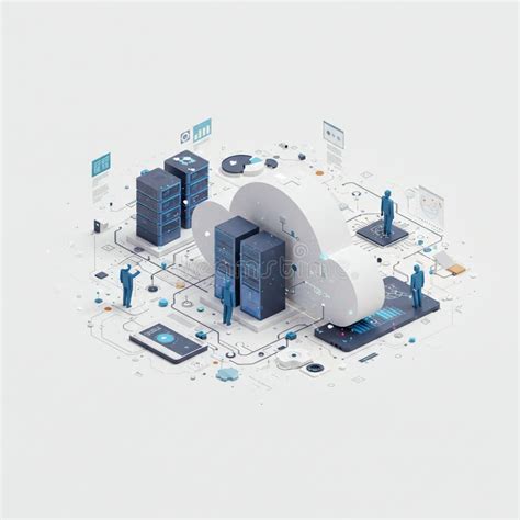 Isometric Illustration Depicting Cloud Computing Infrastructure Isometric Illustration Depicting Cloud Computing Infrastructure