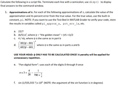 Solved Calculate The Following In A Script File Terminate
