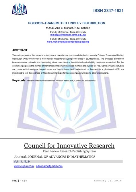 Pdf Poisson Transmuted Lindley Distribution