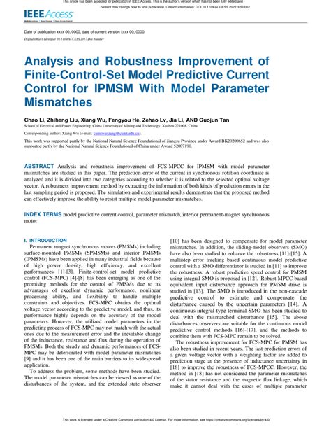 Pdf Analysis And Robustness Improvement Of Finite Control Set Model Predictive Current Control