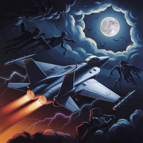 Fighter Jet Battles Dark Spirits In Haunting Digit Ai Art
