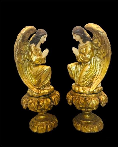 Pair Of Glossy Gold Praying Angels With Peana Base Lazada Ph