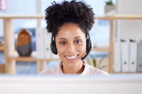 Call Center Black Woman Portrait And Customer Service Consulting And Crm Support Help Desk