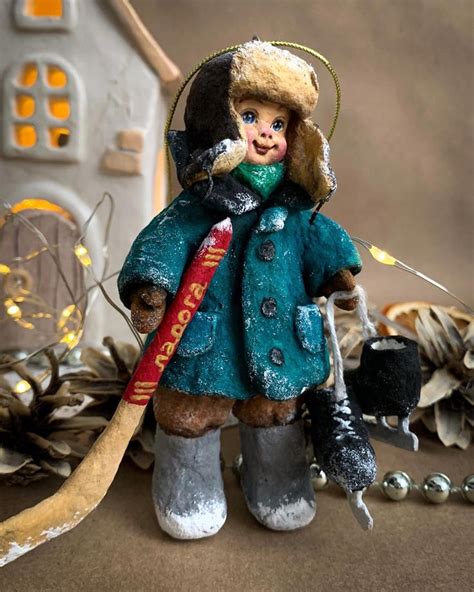 Елочная ватная игрушка Винтаж игрушки Игрушки Куколки