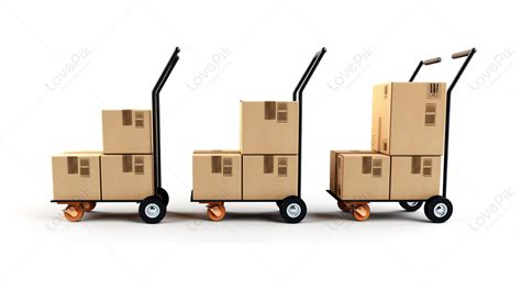 3d 렌더링된 격리된 세트의 갈색 판지 상자 핸드 트럭 포장 상자 배경 판지 배경 화물 운송 배경 이미지 Hd 포장 상자 판지 화물 운송 배경 사진 무료 다운로드