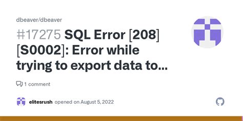 SQL Error 208 S0002 Error While Trying To Export Data To CSV From