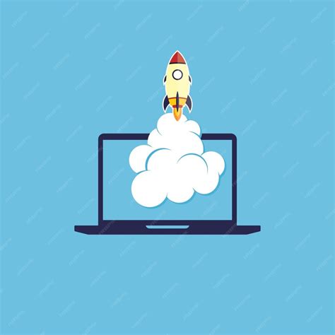 Premium Vector Start Up Program Rocket Computer Boot Program