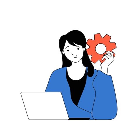 Premium Vector Programming Concept With Cartoon People In Flat Design For Web Woman Working As