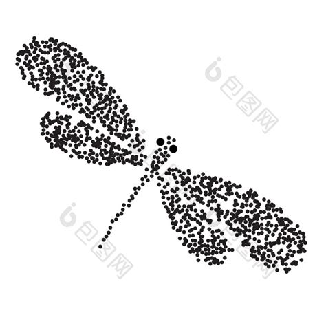 蜻蜓轮廓卡通图形插图豆娘孤立的黑色的白色图片 包图网企业站