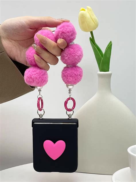 당일 출고 갤럭시 Z플립5 케이스 지플립5 핑크 폼폼이 스트랩 케이스 힌지보호