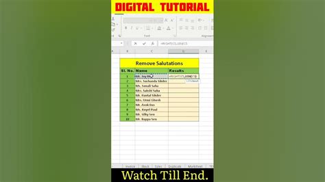 How To Remove Mr And Mrs Salutations From Name In Excel Shorts