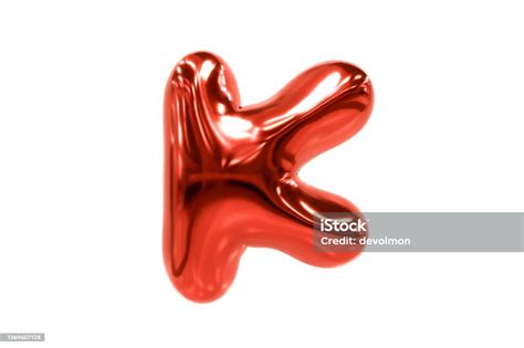 풍선 글꼴 메텔릭 빨간 문자 K 현실적인 헬륨 풍선으로 만든 프리미엄 3d 일러스트 금속에 대한 스톡 사진 및 기타 이미지 금속 디지털 생성 이미지 바람 Istock