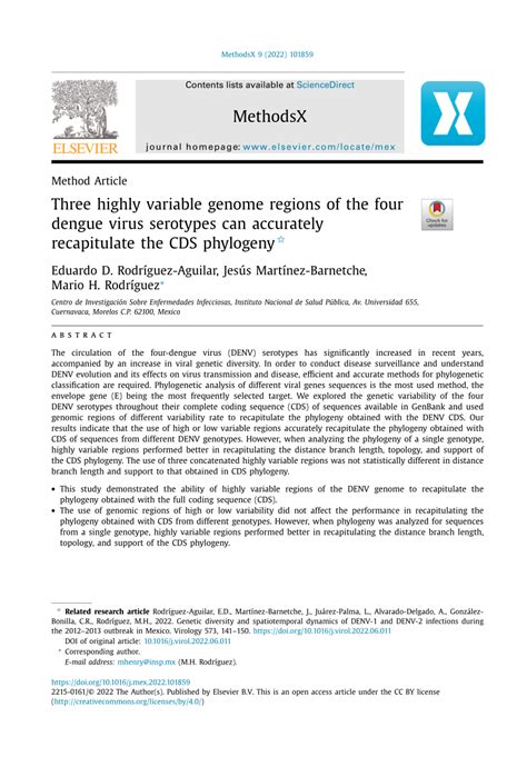Pdf Three Highly Variable Genome Regions Of The Four Dengue Virus Serotypes Can Accurately
