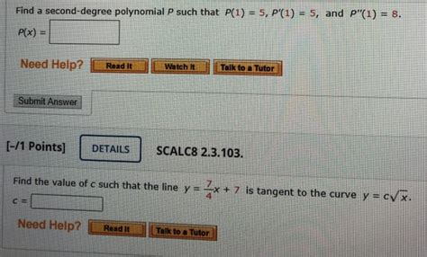 Solved Find A Second Degree Polynomial P Such That P 1 5 Chegg Com