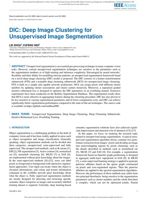 PDF DIC Deep Image Clustering For Unsupervised Image Segmentation