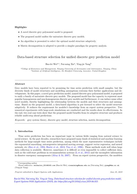 Pdf Data Based Structure Selection For Unified Discrete Grey
